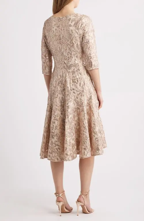 TAHARI ASL Bead & Sequin A-line Dress