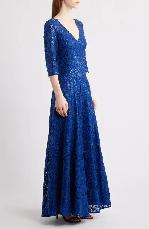 TAHARI ASL Beaded Sequin Gown