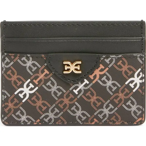 Sam Edelman Harper Monogram Faux Leather Card Case - Black