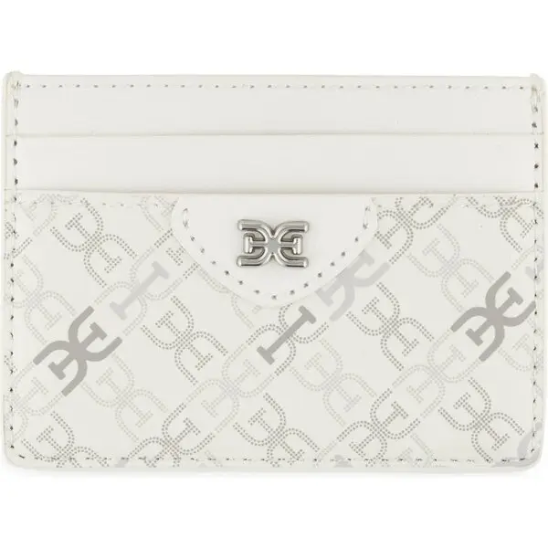 Sam Edelman Harper Monogram Faux Leather Card Case - White