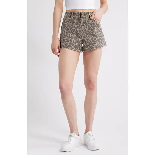 HIDDEN JEANS Cheetah Print Denim Shorts