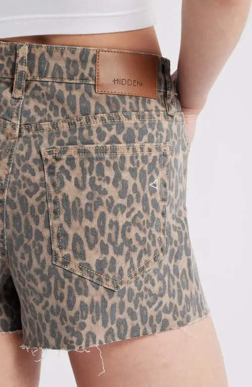 HIDDEN JEANS Cheetah Print Denim Shorts