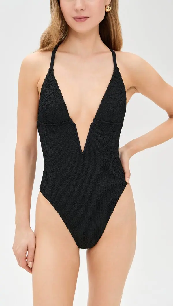 Good American Always Fits Deep V Underwire One Piece Swimsuit