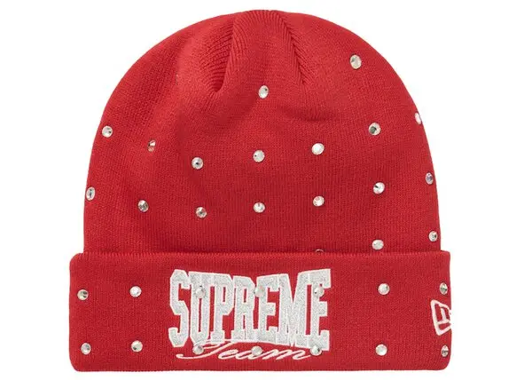 Supreme New Era Rhinestone Beanie - Burnt Red
