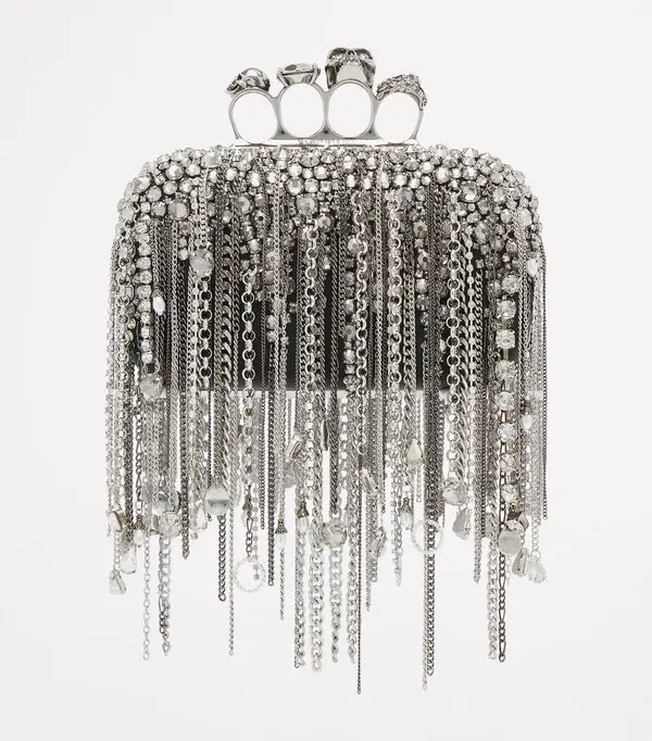 Alexander McQueen Crystal Skull Four-ring Clutch - Black