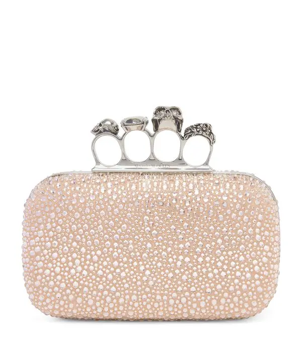 Alexander McQueen Crystal Skull Four-ring Clutch - Purple