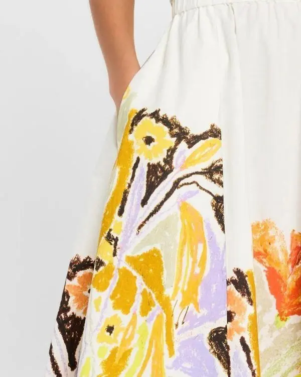 MARIE OLIVER Sasha Abstract-print Cotton Midi Skirt - Bouquet