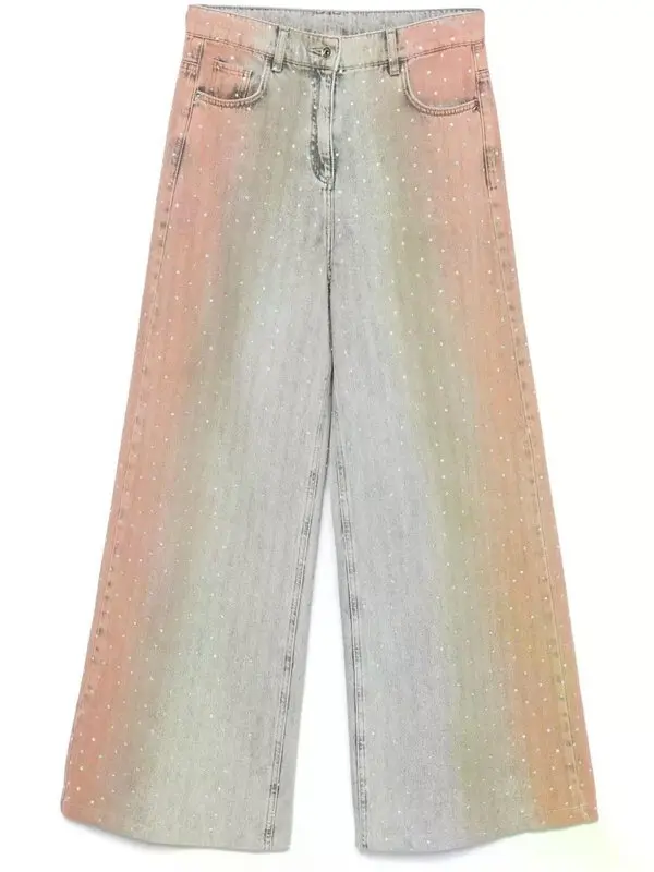 Patrizia Pepe Rhinestone-embellished Wide Leg Jeans