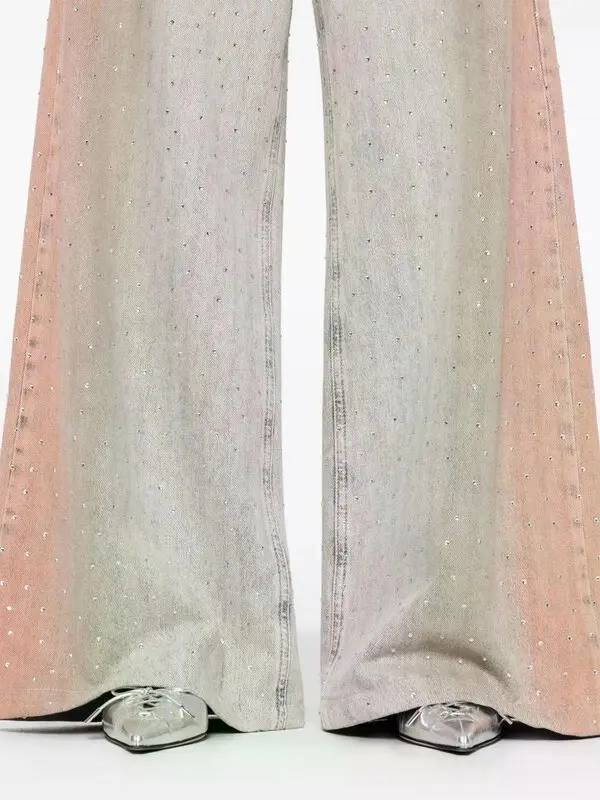 Patrizia Pepe Rhinestone-embellished Wide Leg Jeans