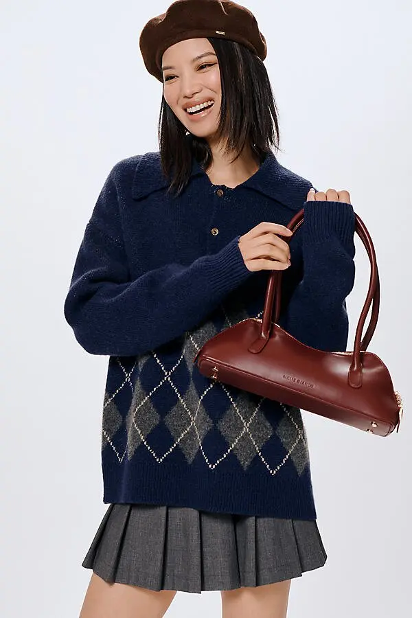 MELIE BIANCO Dakota East West Shoulder Bag - Burgundy