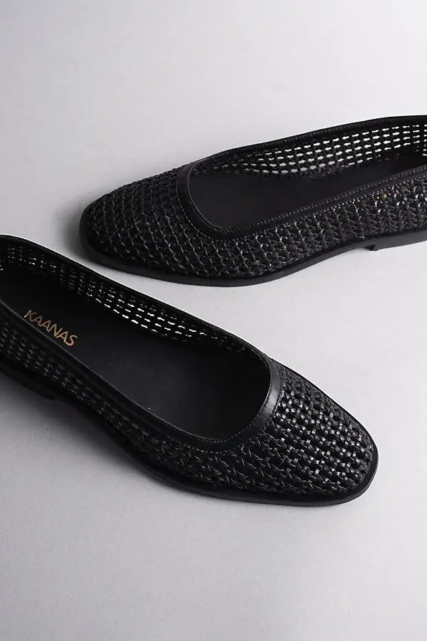 Kaanas Nana Ankle-strap Woven Ballet Flats