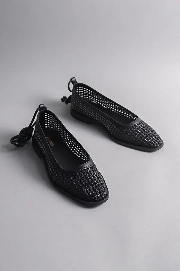 Kaanas Nana Ankle-strap Woven Ballet Flats