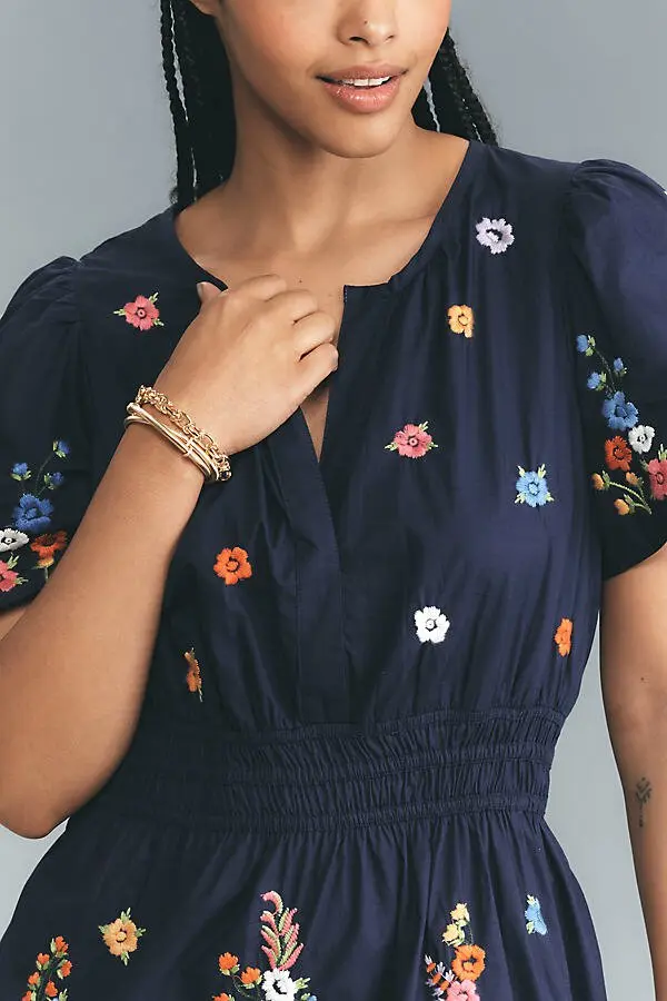 The Somerset Collection By Anthropologie The Somerset Collection Embroidered  Mini Dress In Navy - 35% Off | Editorialist