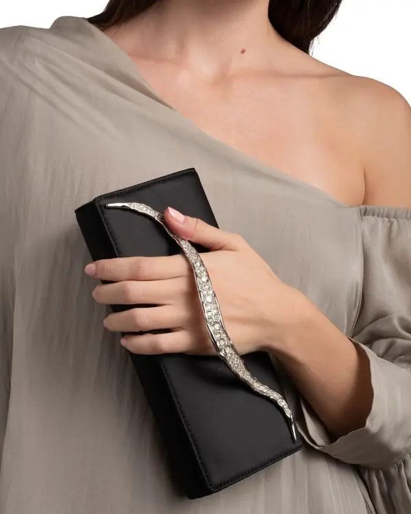 Alexis Bittar Crystal Curve Side Handle Clutch - Black
