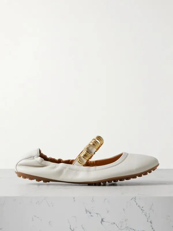 TOD'S Ballerina Leather Flats - Neutrals