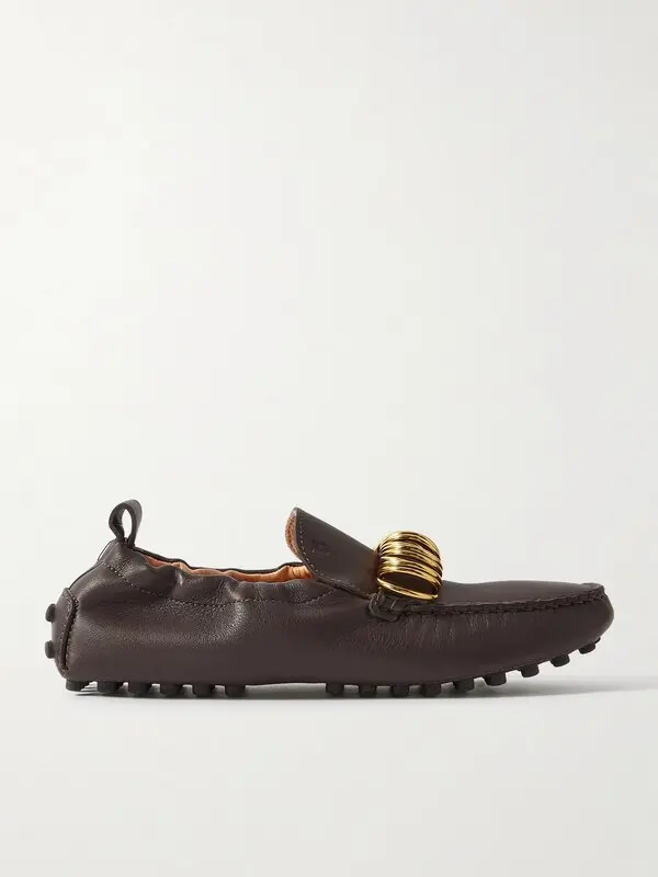 TOD'S Gommino 22l Embellished Leather Loafers - Brown