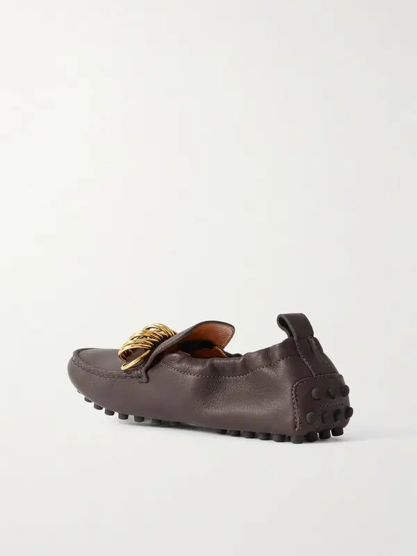 TOD'S Gommino 22l Embellished Leather Loafers - Brown