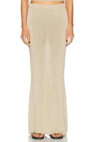 SEROYA Kora Knit Maxi Skirt - Stone
