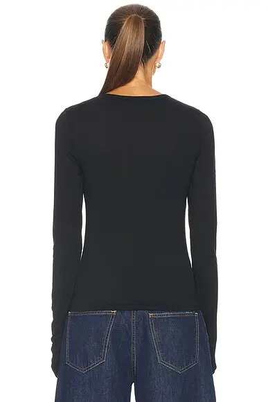 Eterne Fitted Crewneck Long Sleeve Top - Black