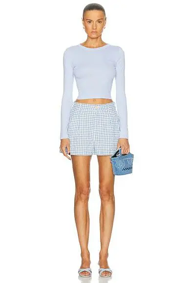 Enza Costa Supima Baby Rib Long Sleeve Cropped Top