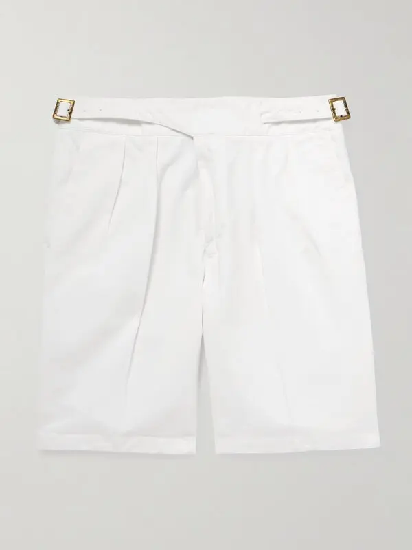 Rubinacci Manny Straight-leg Pleated Cotton Shorts - White