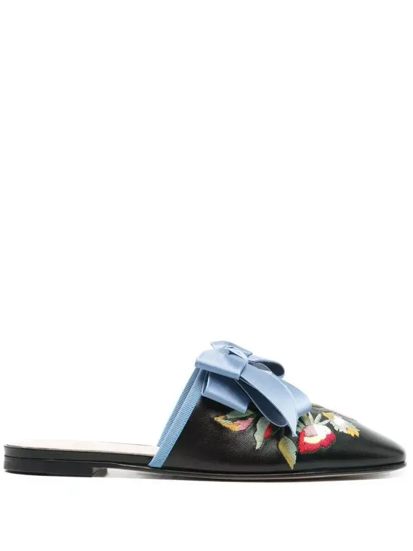 Valentino Garavani Floral-embroidered Mules