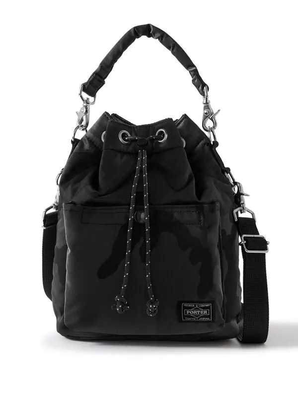 PORTER-YOSHIDA & CO Balloon Sac Camouflage-print Bucket Bag - Black