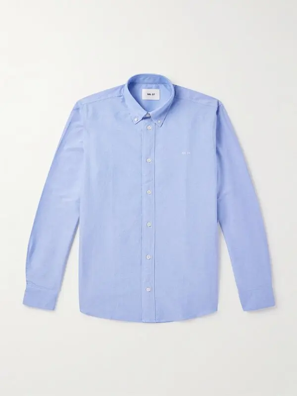 Nn07 Colby 5910 Button-down Collar Logo-embroidered Organic Cotton Shirt