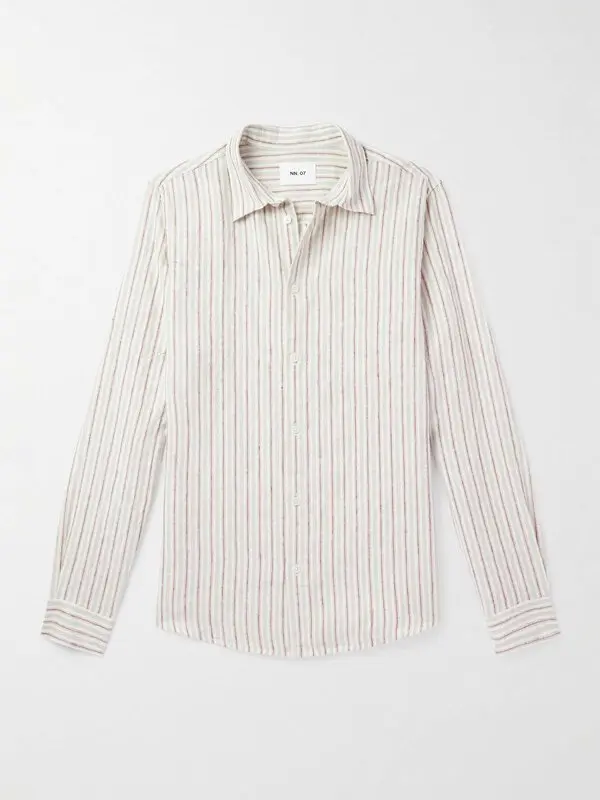 Nn07 Enzo 5728 Striped Linen Shirt