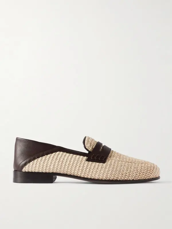 Manolo Blahnik Padstow Collapsible-heel Raffia Loafers - Neutrals