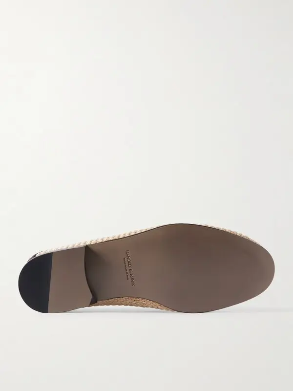 Manolo Blahnik Padstow Collapsible-heel Raffia Loafers - Neutrals