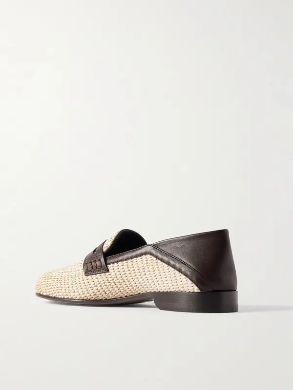 Manolo Blahnik Padstow Collapsible-heel Raffia Loafers - Neutrals