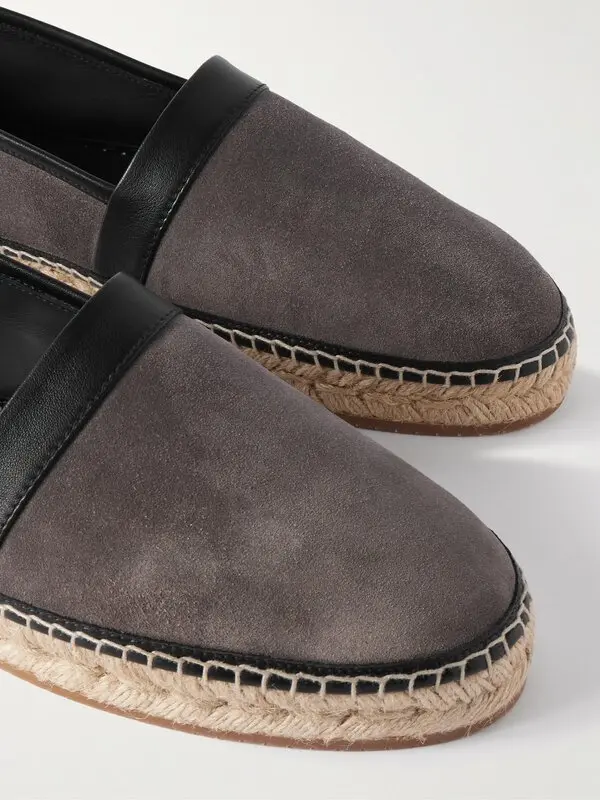 Manolo Blahnik Nerano Leather-trimmed Suede Espadrilles - Gray