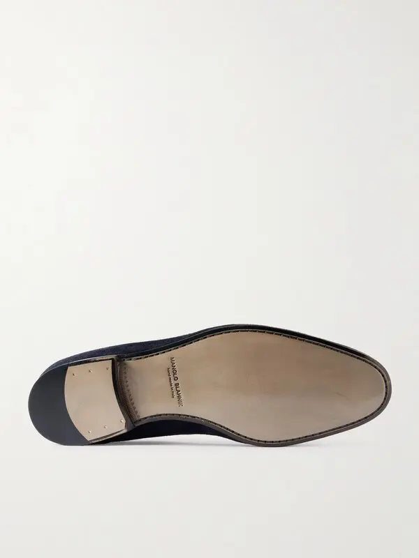 Manolo Blahnik Modena Leather-trimmed Suede Loafers