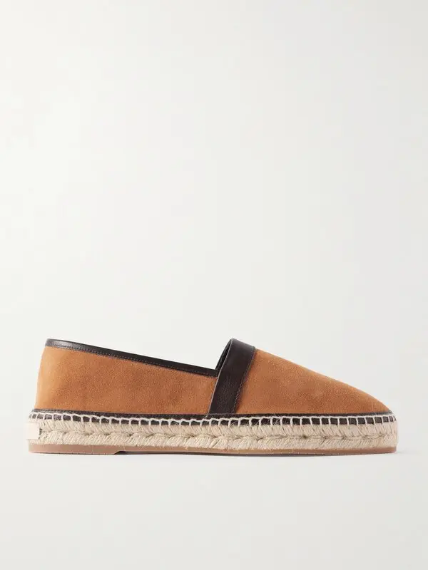 Manolo Blahnik Nerano Leather-trimmed Espadrilles - Orange