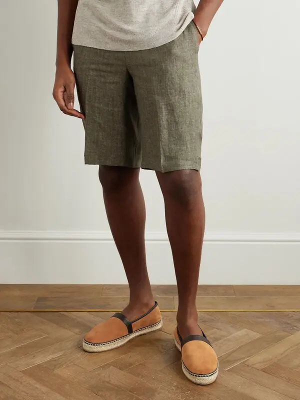 Manolo Blahnik Nerano Leather-trimmed Espadrilles - Orange