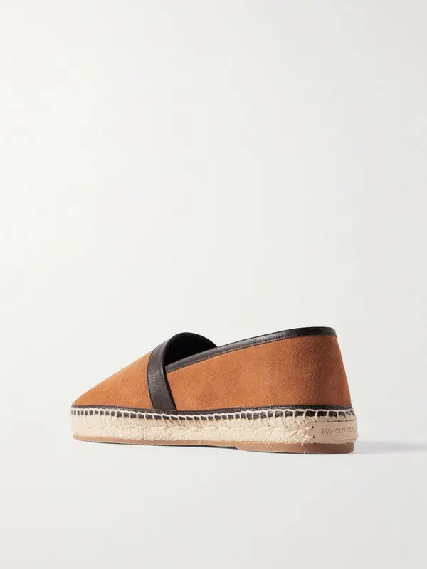 Manolo Blahnik Nerano Leather-trimmed Espadrilles - Orange