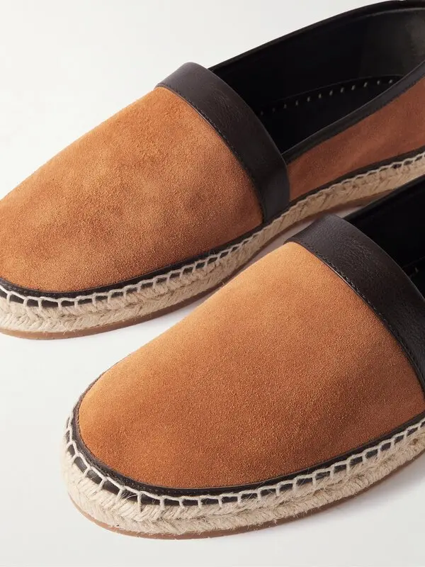 Manolo Blahnik Nerano Leather-trimmed Espadrilles - Orange
