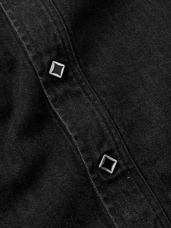 Kapital Slim-fit Leather-trimmed Lace-up Denim Shirt