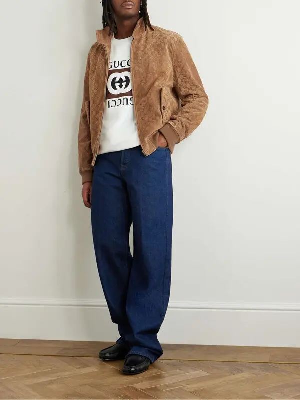 Gucci Logo-debossed Suede Jacket