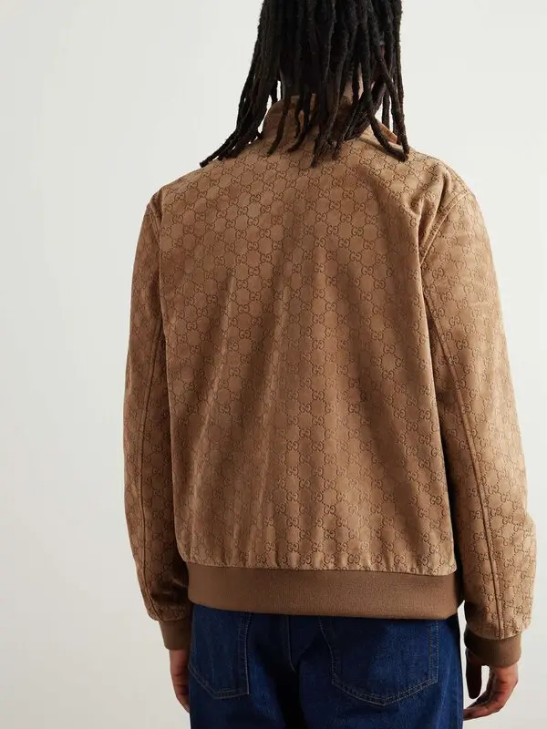 Gucci Logo-debossed Suede Jacket