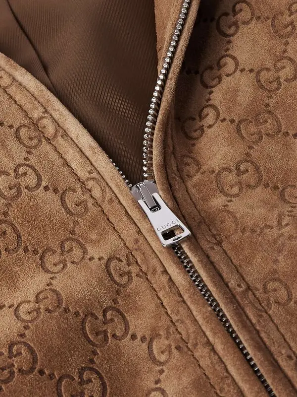 Gucci Logo-debossed Suede Jacket