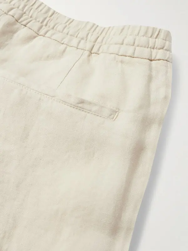 Canali Straight-leg Linen Drawstring Trousers - Neutrals