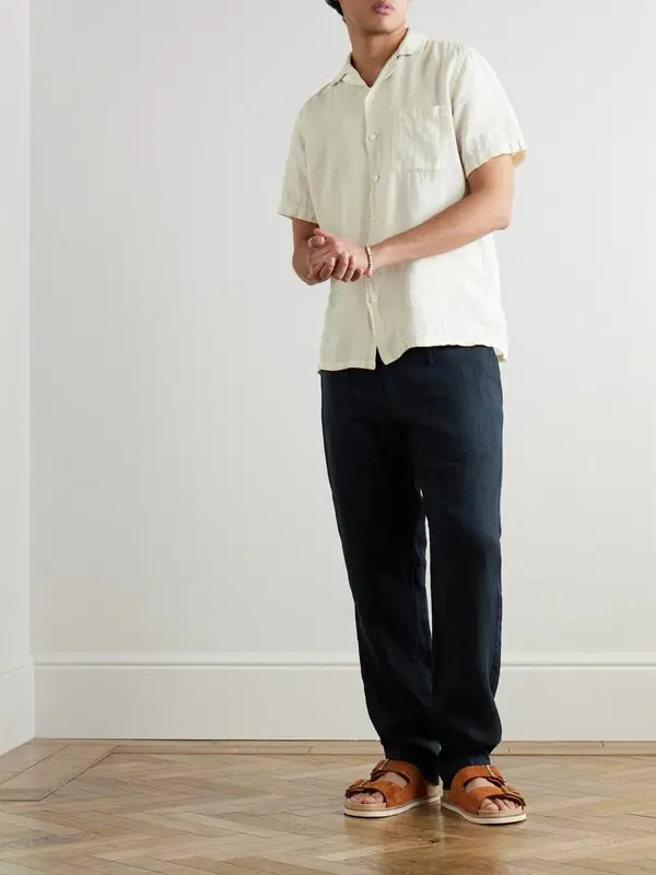 Canali Tapered Linen Drawstring Trousers
