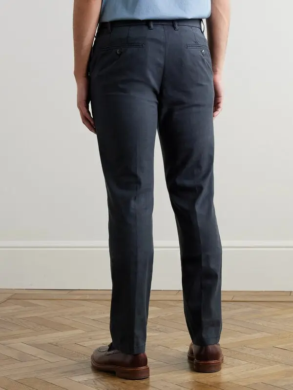 Canali Garment-dyed Stretch-lyocell And Cotton-blend Trousers