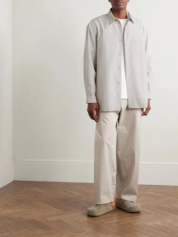 AMOMENTO Straight-leg Cotton-blend Trousers