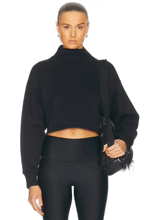 Alo Yoga Cropped Serenity Sweatshirt - Black | Editorialist