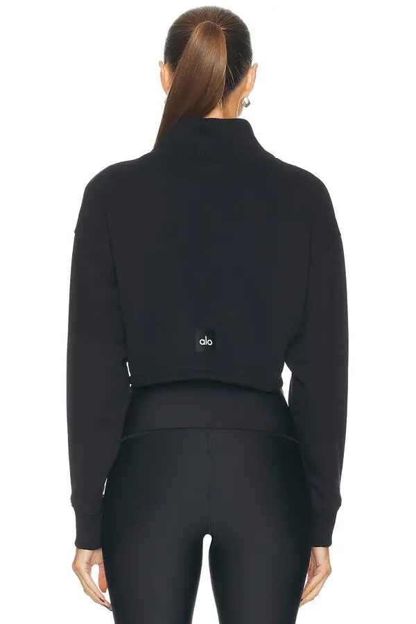 試着のみ ALO Cropped Serenity Coverup 黒 XS Alo Yoga Cropped Serenity Sweatshirt - Black | Editorialist