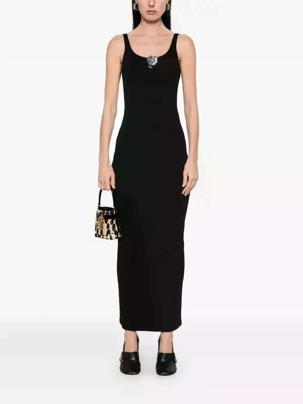 Blumarine Floral-brooch Maxi Dress
