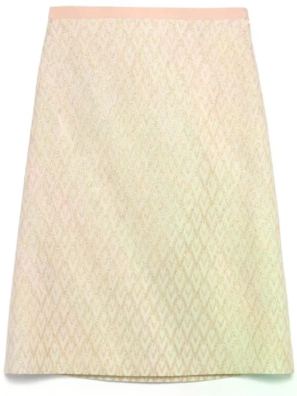 Valentino Garavani Lurex Jacquard Toute La V Skirt - Neutrals